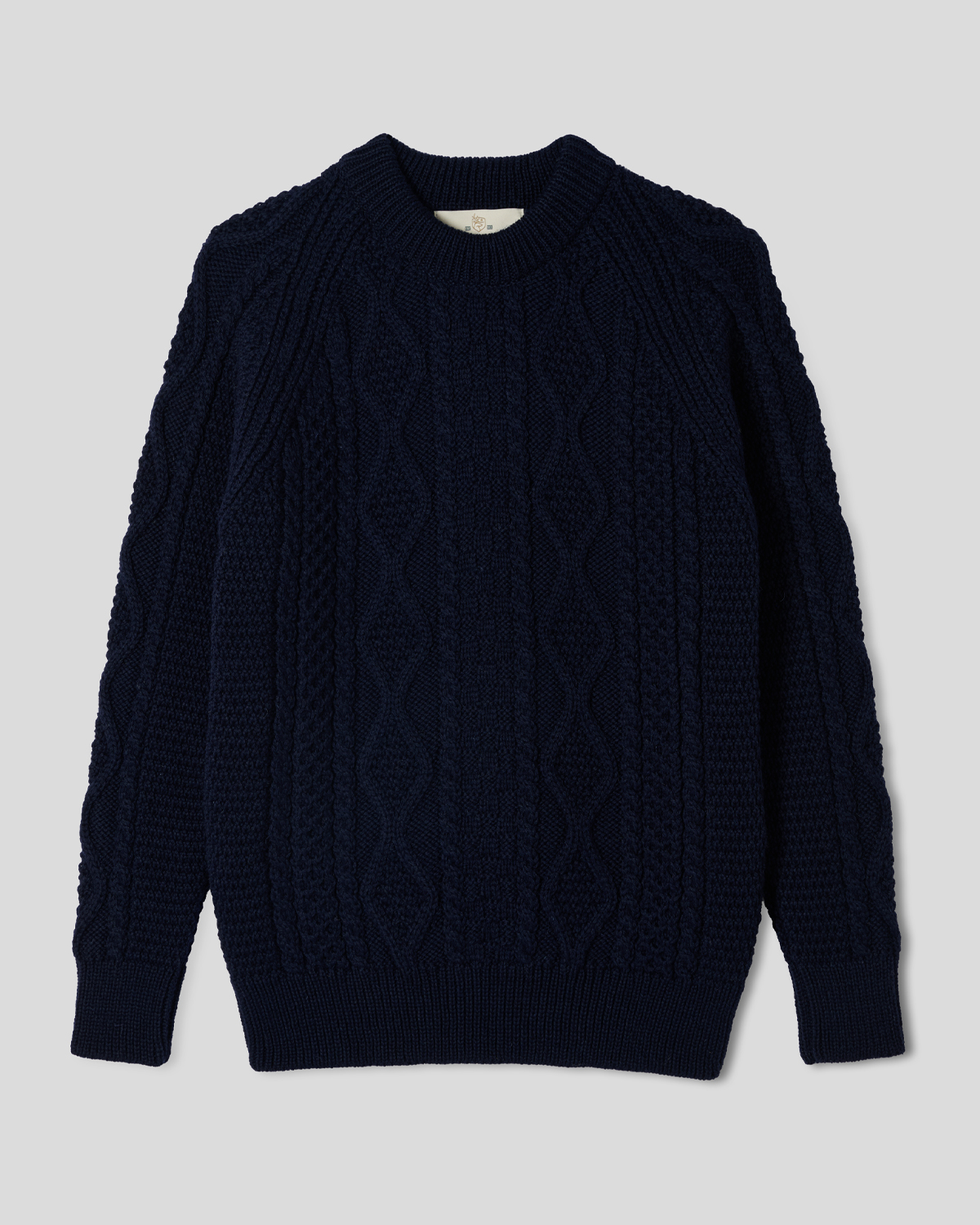 Crew Neck Aran Jumper (C146) - British Wool