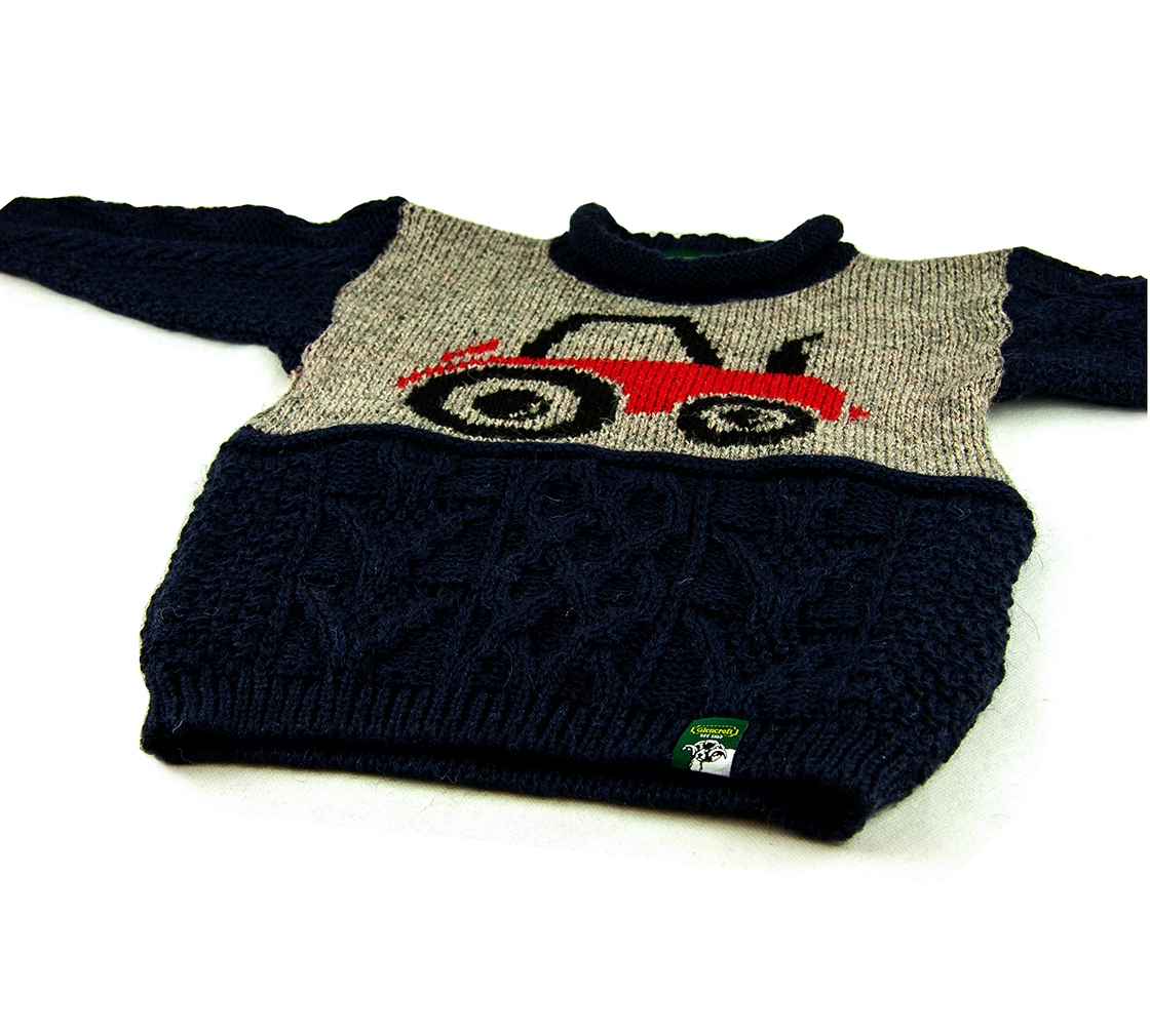 Navy Aran Tractor Jumper - British Wool